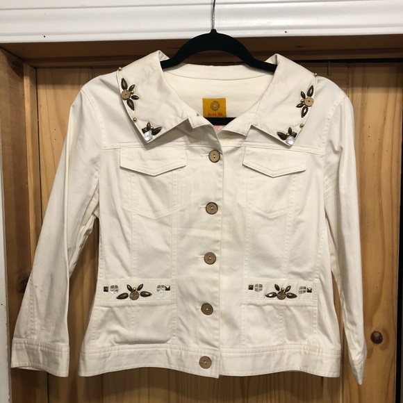 Ruby Rd. | Jackets & Coats | Off White Buttonup Jacket With Bead Detail ...